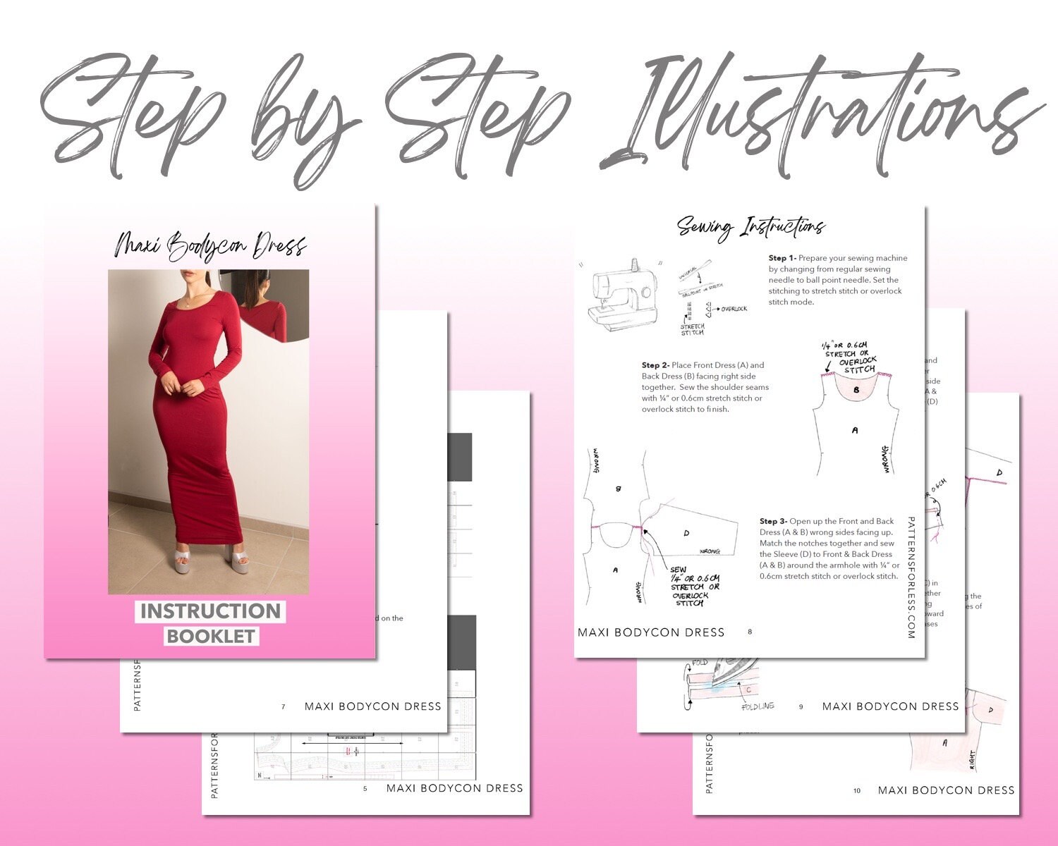 Maxi Bodycon Dress Sewing Pattern: XS-XXXL (PDF Download) - Etsy