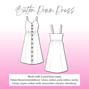 Button Down Dress Sewing Pattern: Easy PDF for All Skill Levels (XS ...
