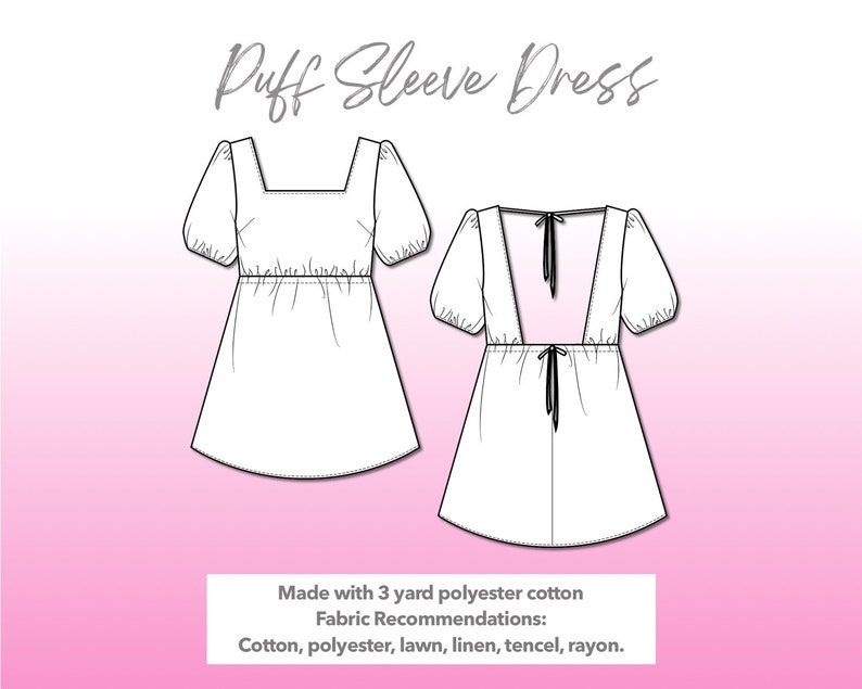 Milkmaid Mini Dress Sewing Pattern: Puff Sleeve Cottagecore (PDF) - Etsy