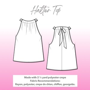 Halter Top Sewing Pattern: Tie-back Blouse, Sizes XS-XXXL (PDF Pattern ...