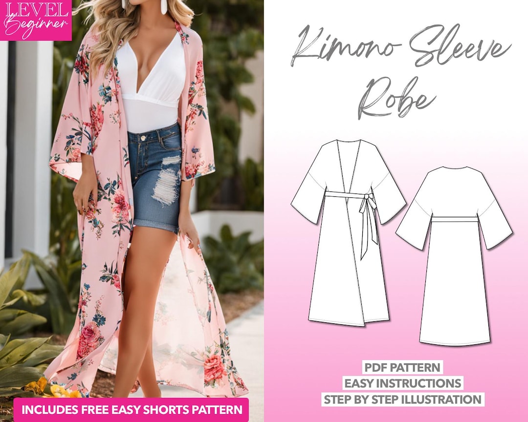 Robe Sewing Pattern Kimono Sleeve Robe Pattern Women Sewing Pattern ...