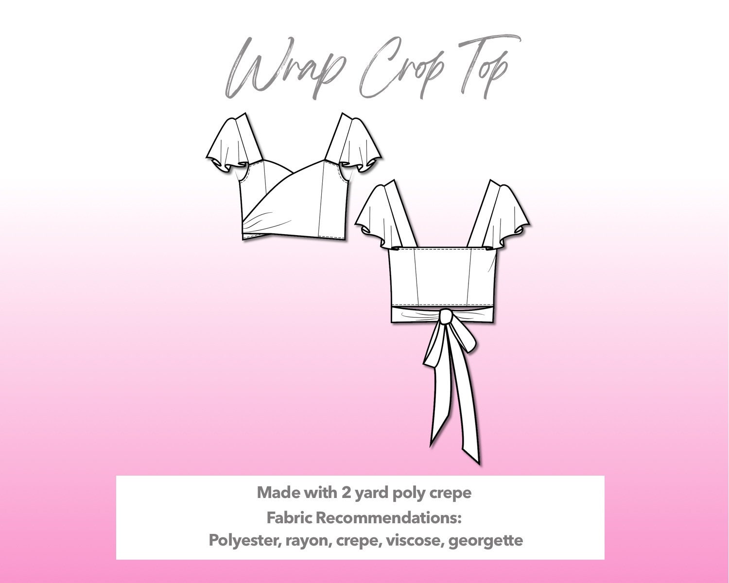 Sweetheart Crop Top Sewing Pattern: Wrap Top PDF (XS-XXXL) + Bonus ...
