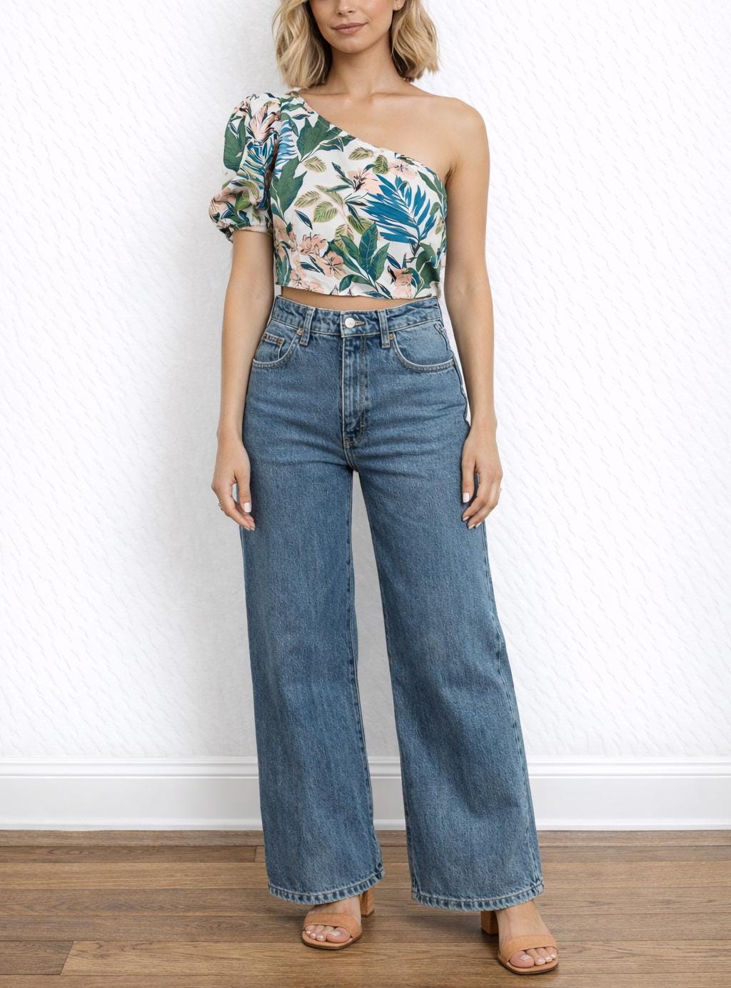 One Shoulder Crop Top Sewing Pattern: Puff Sleeve (PDF Pattern) - Etsy