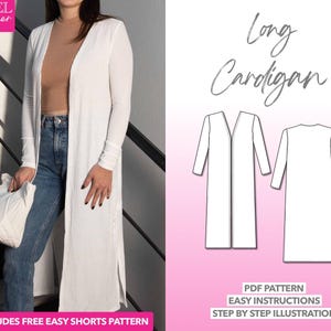 Cardigan Sewing Pattern Long Cardigan PDF Pattern Women Sewing Pattern ...