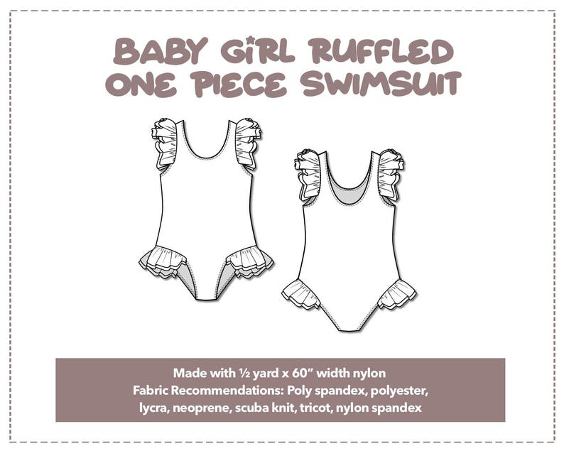 Ruffled Baby Swimsuit Sewing Pattern: One Piece Swimwear (PDF Pattern ...