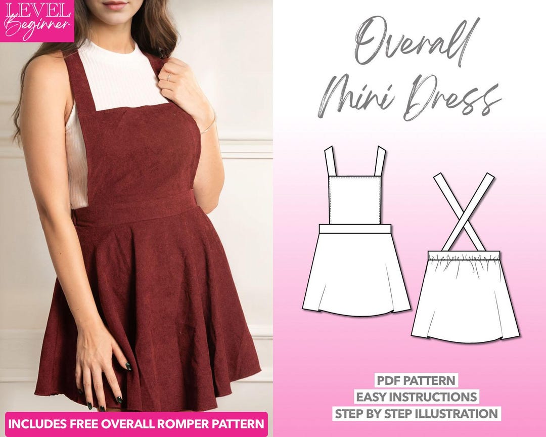 Dress Sewing Pattern Overall Dress PDF Pattern Women Dress Sewing ...