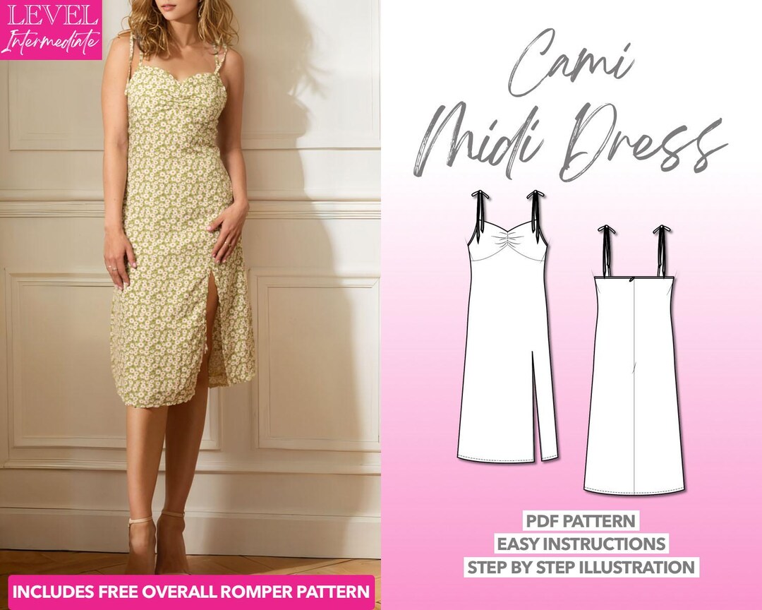 Dress Sewing Pattern Cami Midi Dress Pattern Women Dress Sewing Pattern ...