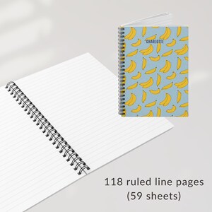 Personalized Summer Bananas Pattern Spiral Notebook Journal Ruled Line ...