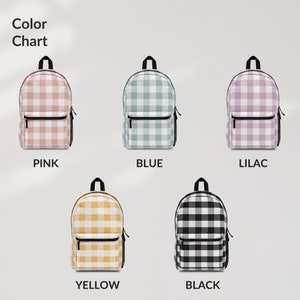Personalized Retro Blue & White Gingham Backpack, Back to School Gift ...