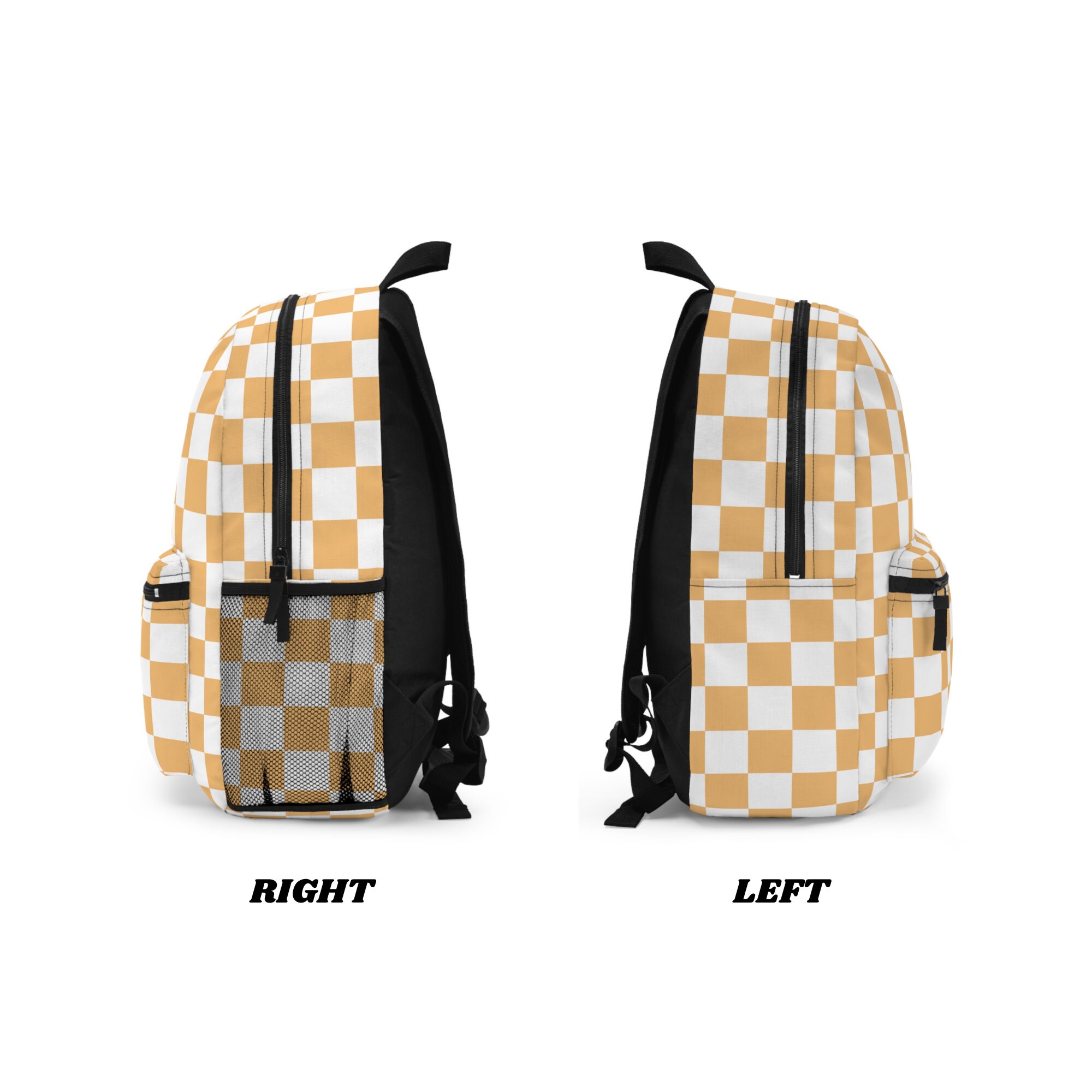 Retro Yellow & White Checkered Backpack Unisex Large Backpack - Etsy