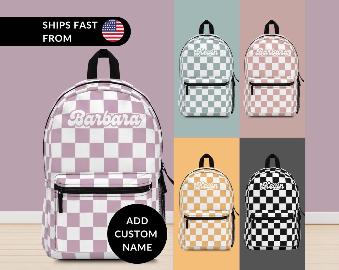Ladies Checkered Backpack, Vintage Backpack, Large Backpack for Girls ...