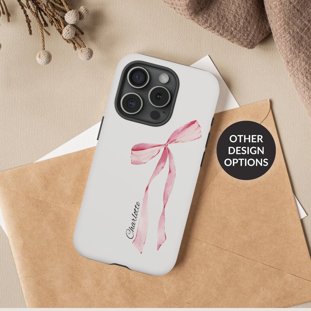 Custom Coquette iPhone Case With Aesthetic Pink Watercolor Bow Design ...