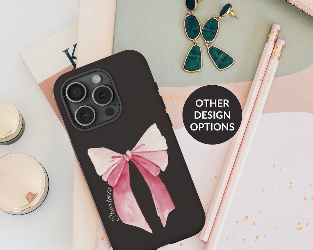 Personalized Coquette Ribbon Phone Case, Bow iPhone Case, Pink Bow Case ...