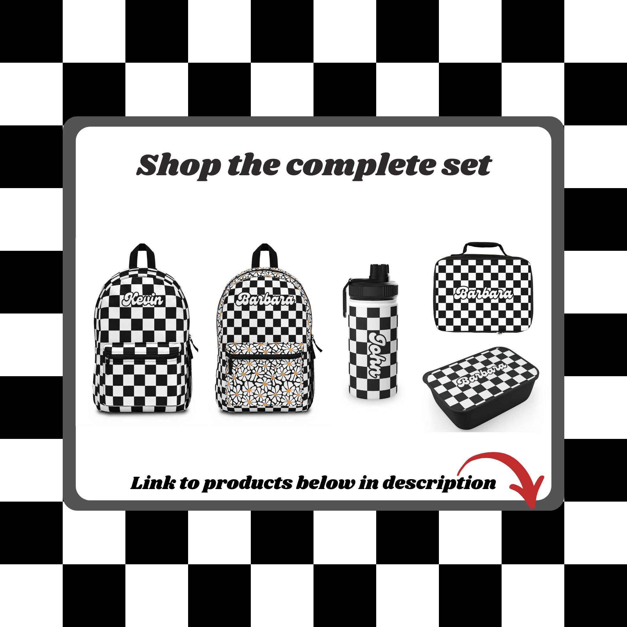 Retro Black & White Checkered Backpack Women, Large Backpack for Boys ...