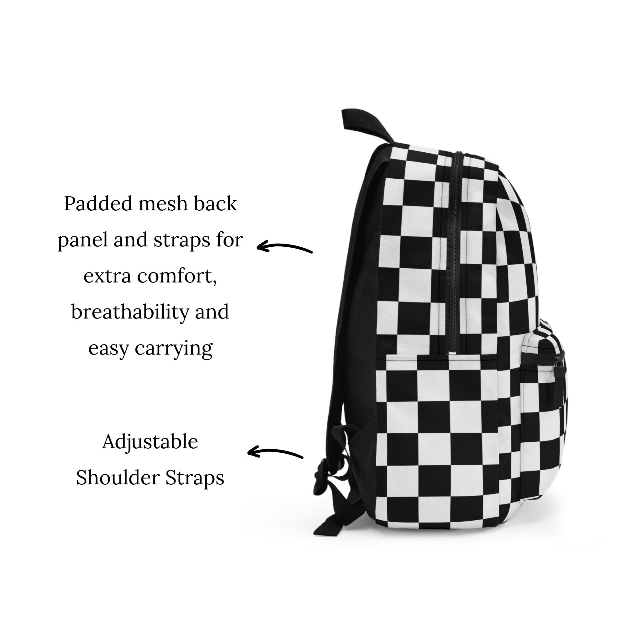 Retro Black & White Checkered Backpack Women, Large Backpack for Boys ...