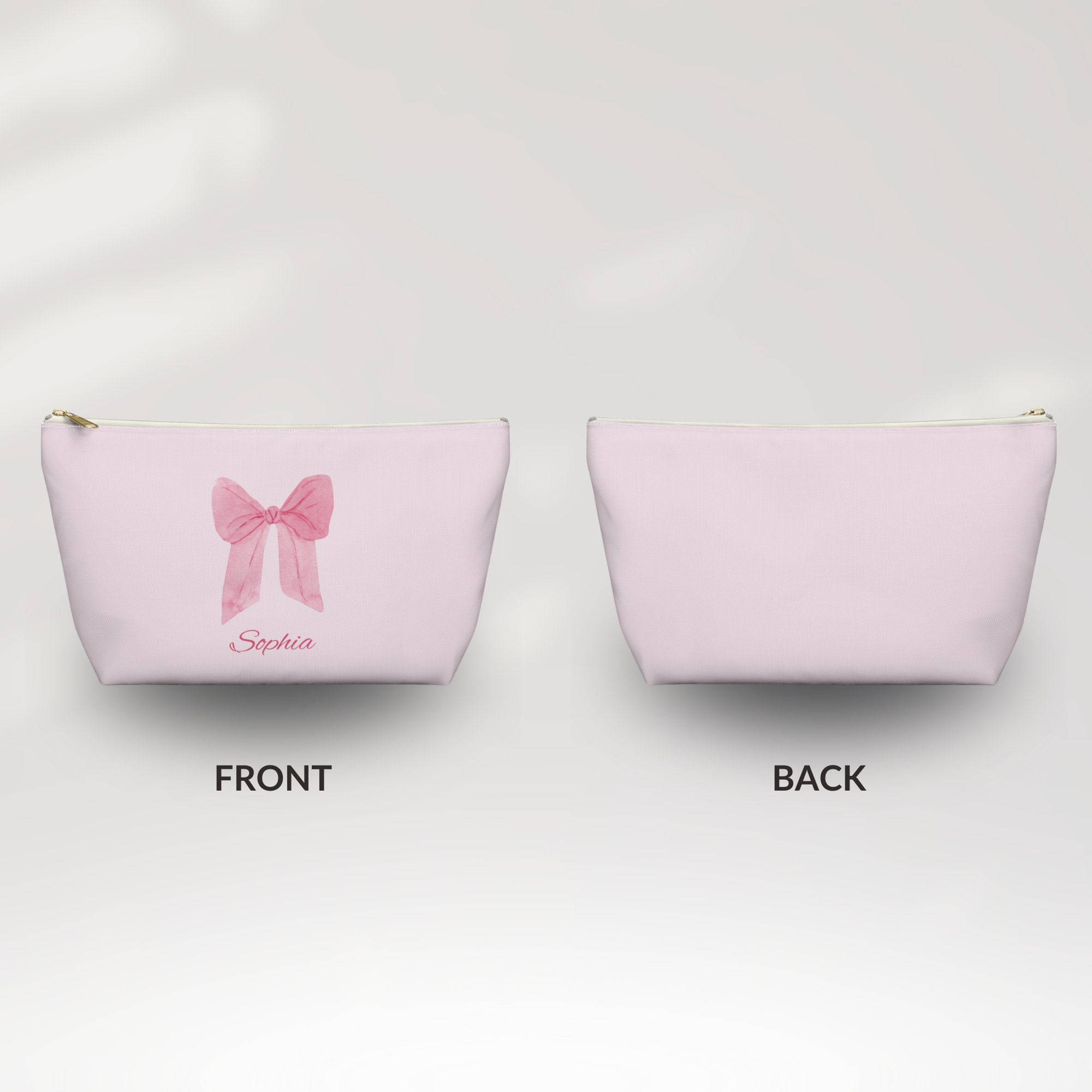 Personalized Coquette Makeup Bag With Pink Bow Pattern and Custom Name ...