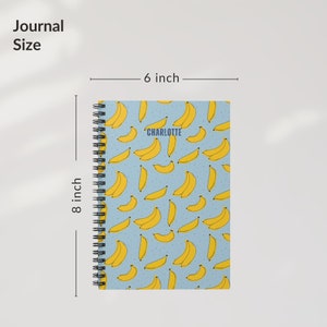 Personalized Summer Bananas Pattern Spiral Notebook Journal Ruled Line ...