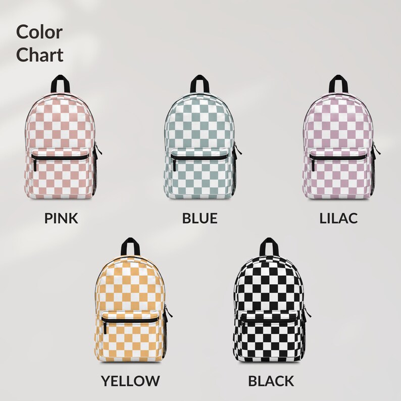 Custom Name Retro Blue Checkered Backpack Purse Women, Large Backpack ...