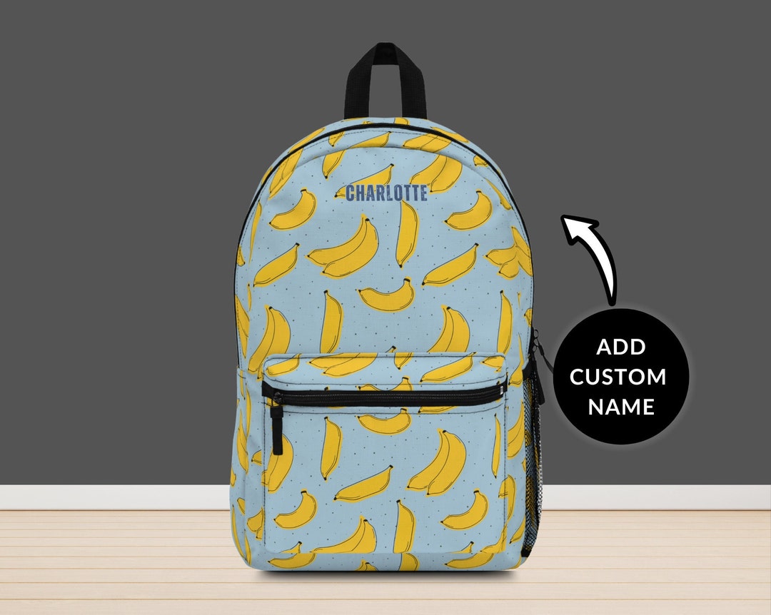 Personalized Summer Bananas Pattern Backpack With Custom Name, Back to ...
