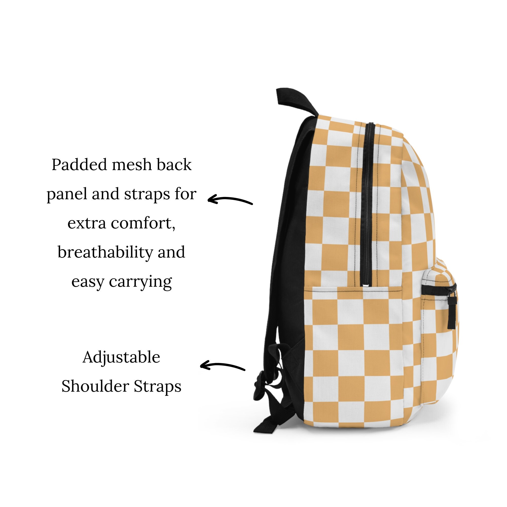 Retro Yellow & White Checkered Backpack Unisex Large Backpack - Etsy
