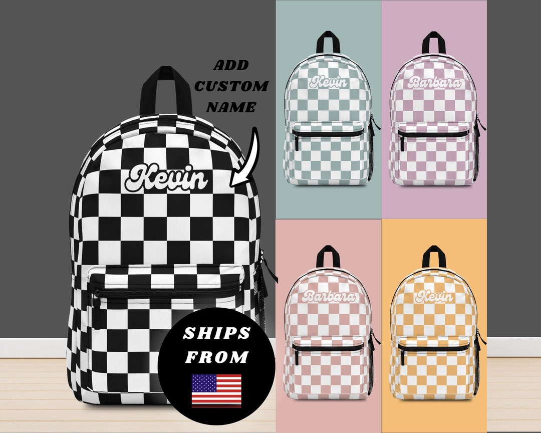 Retro Black & White Checkered Backpack Women, Large Backpack for Boys ...
