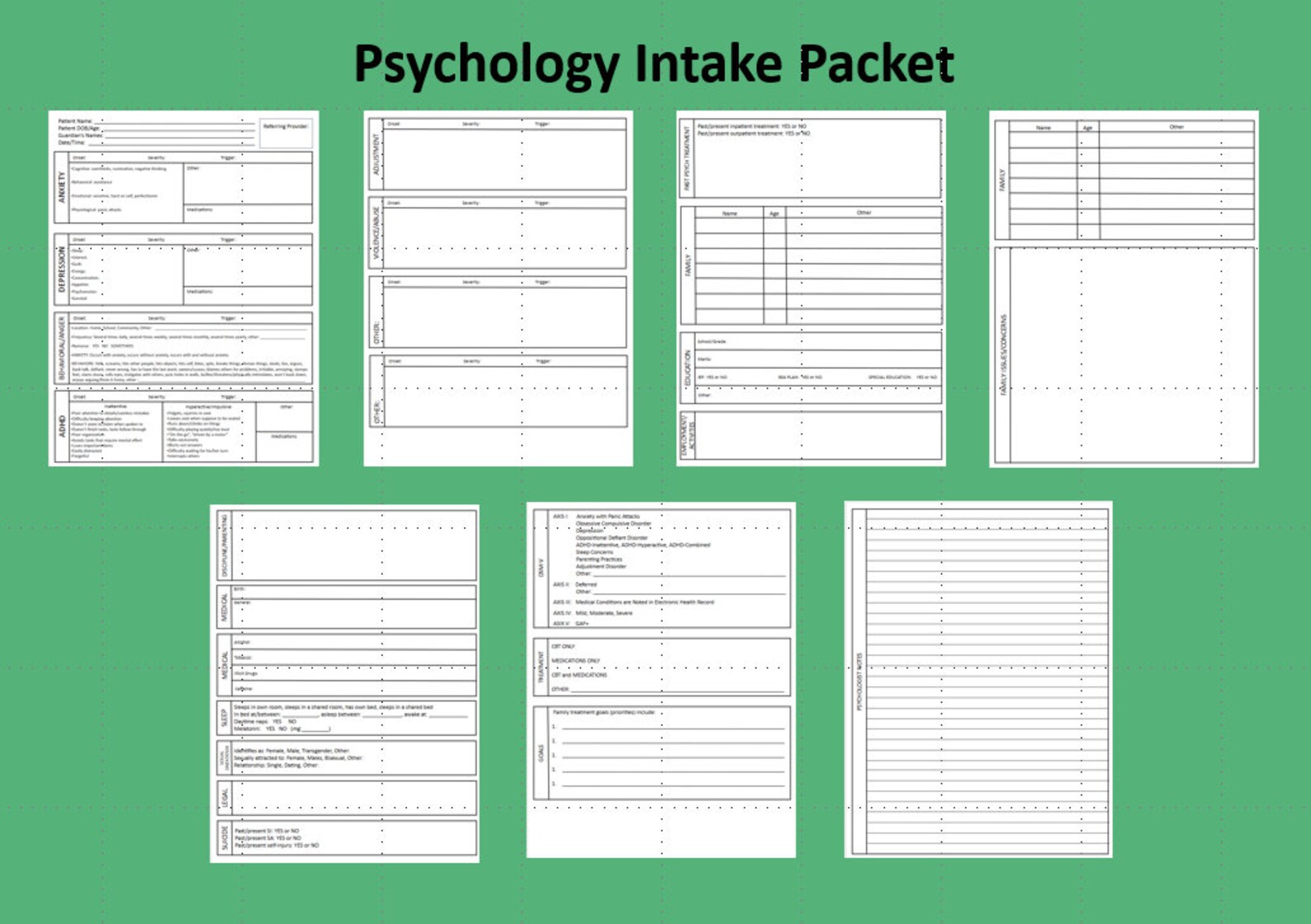 Psychology Intake Form - Etsy