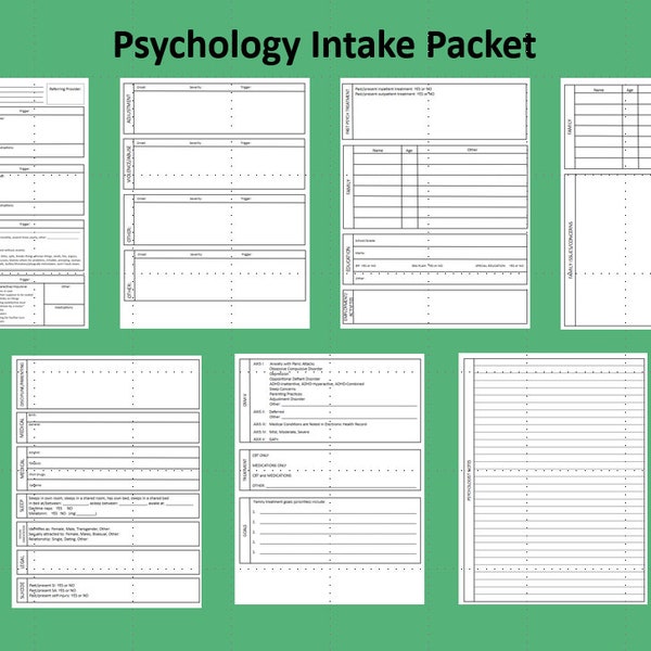 Psychiatric Intake Form - Etsy