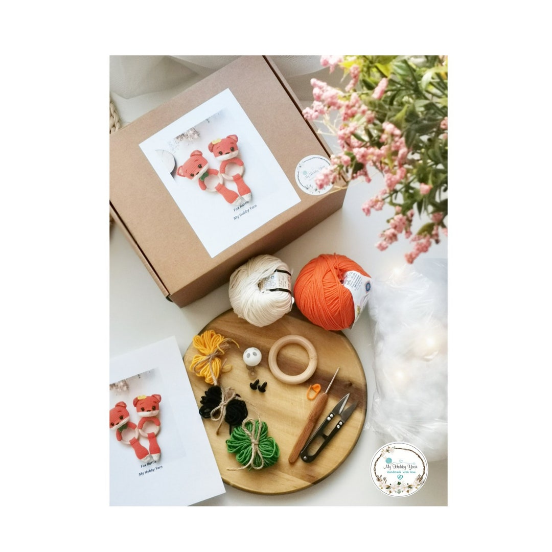 DYI Kit, Fox Crochet Kit, Crochet Set, Cute Fox Rattle Crochet Set, DYI ...