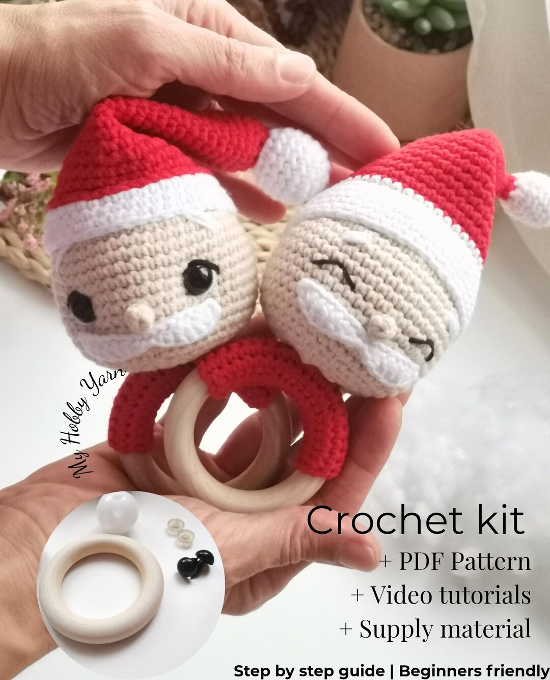 DIY Kit | Santa Rattle Crochet Kit | Make Your Own First Christmas Gift ...