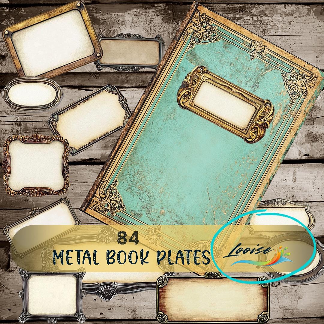 Metal Antique Book Cover PNG Labels for Personalized Junk Journal ...