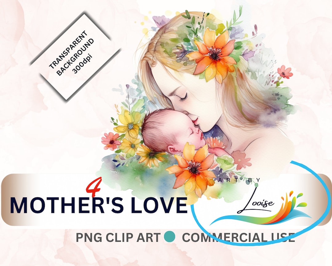 Watercolor Mother and Baby Clipart Set, Newborn Sleeping, PNG Files ...