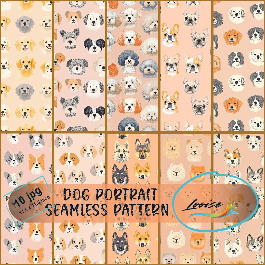 Dogs Seamless Patterns and Textures | Pet Portrait Painting | Puppy Art ...