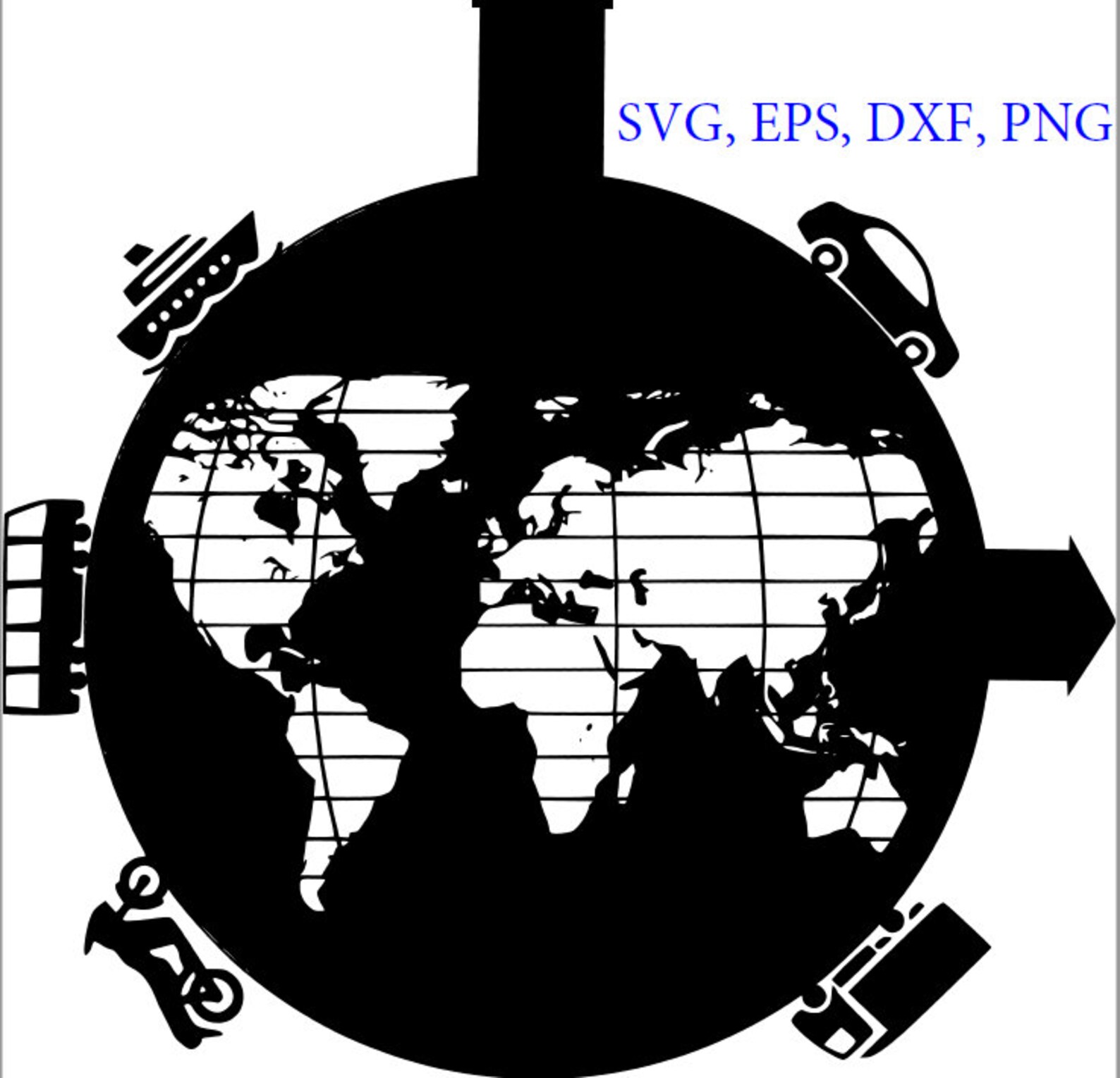 World Transportation Svg, World Map Svg, Map With Bus, Train, Ship Svg ...