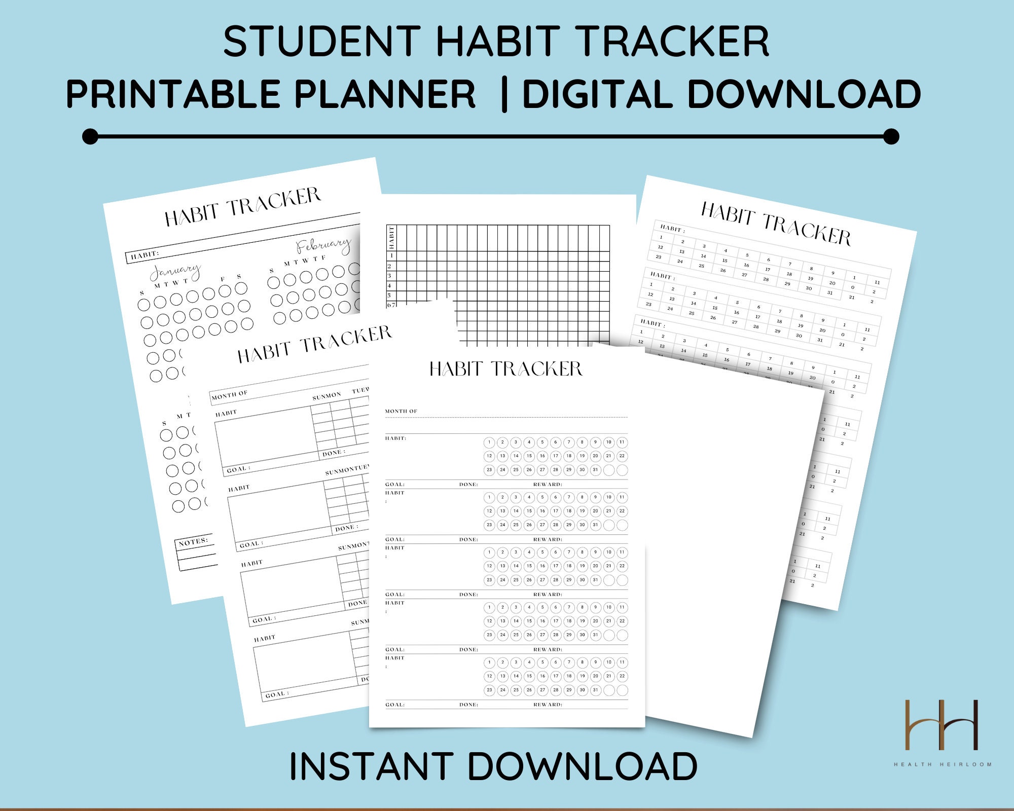 Student Habit Tracker Template Weekly Habit Tracker Day Routine Planner ...