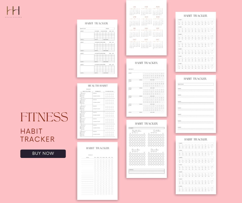 Fitness Habit Tracker Printable Habit Tracker Digitalyearly, Monthly ... Fitness Habit Tracker Printable Habit Tracker Digitalyearly, Monthly ...