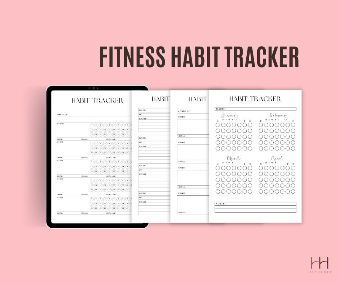 Fitness Habit Tracker Printable Habit Tracker Digitalyearly, Monthly ... Fitness Habit Tracker Printable Habit Tracker Digitalyearly, Monthly ...