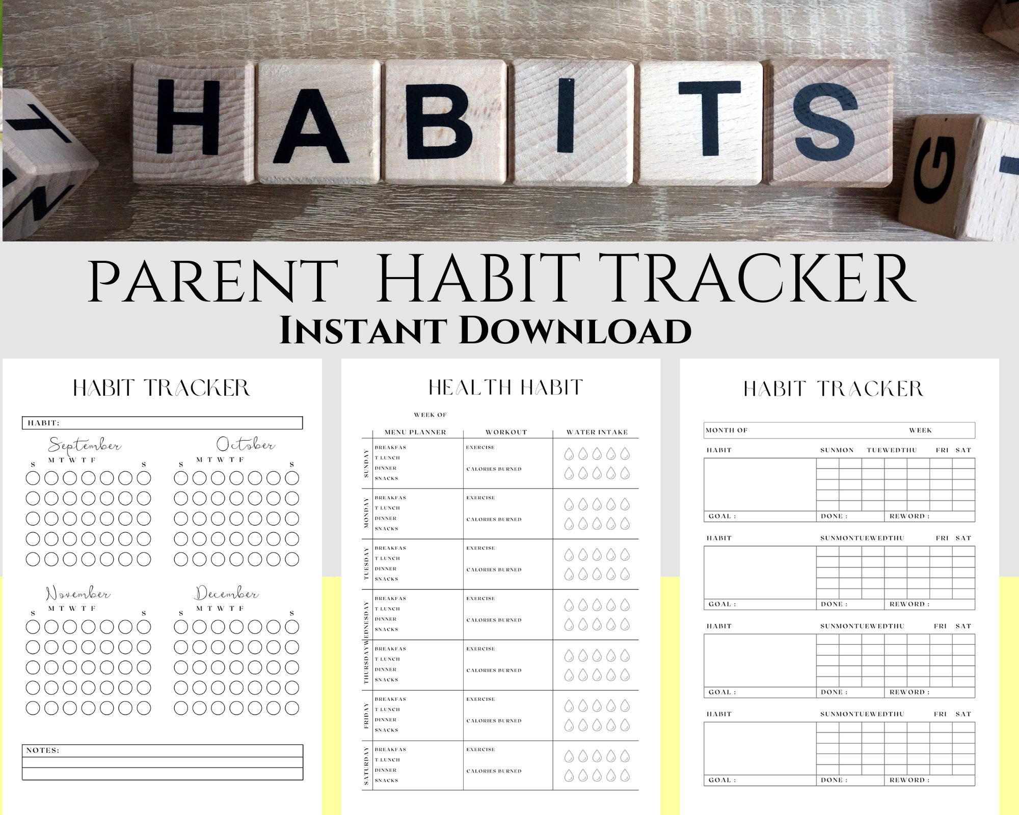 Parent Habit Tracker Instant Download Habit Tracker Printable, Daily ...
