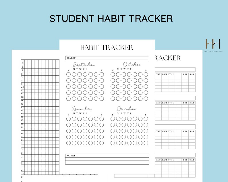 Student Habit Tracker Template Weekly Habit Tracker Day Routine Planner ...