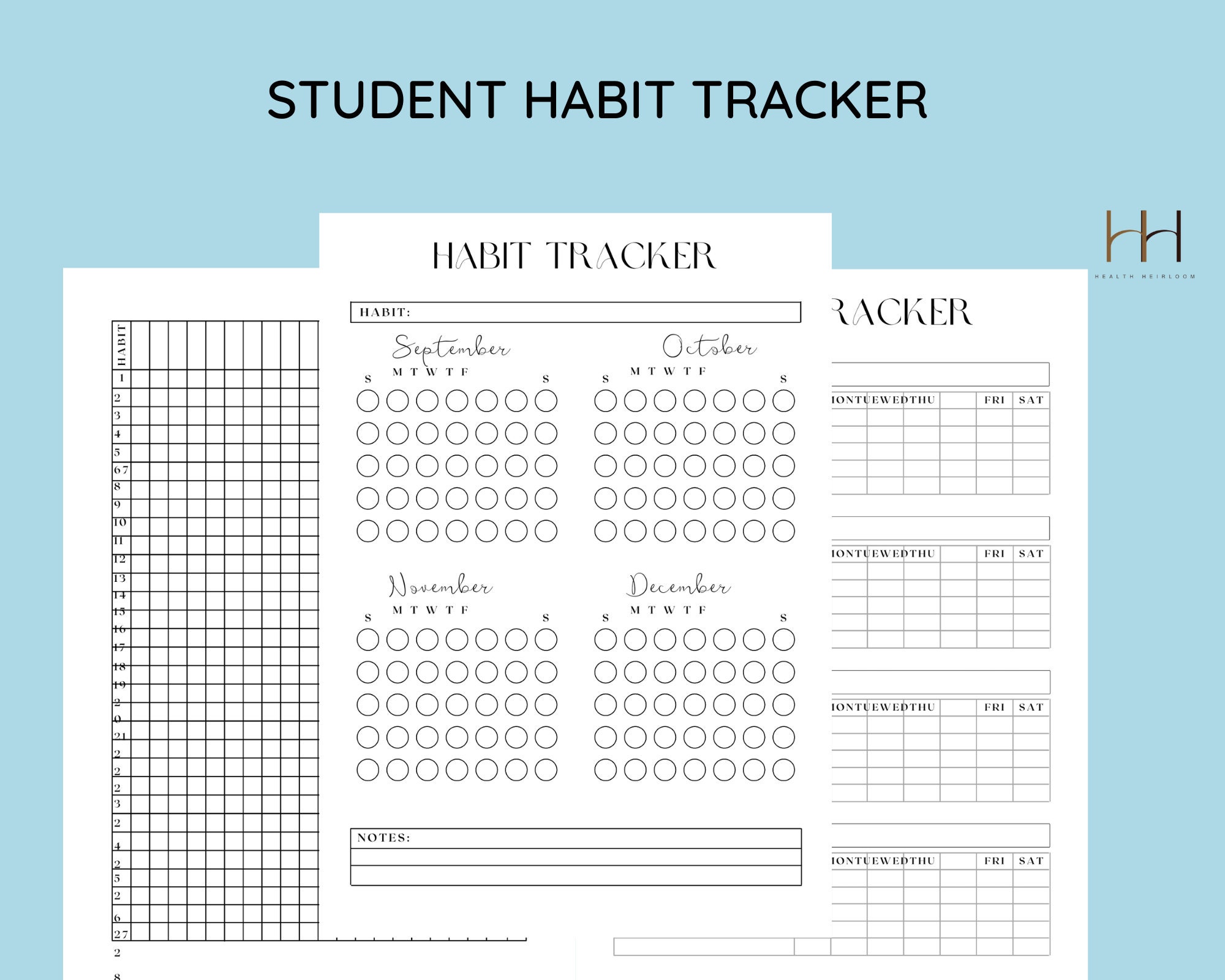 Student Habit Tracker Template Weekly Habit Tracker Day Routine Planner ...