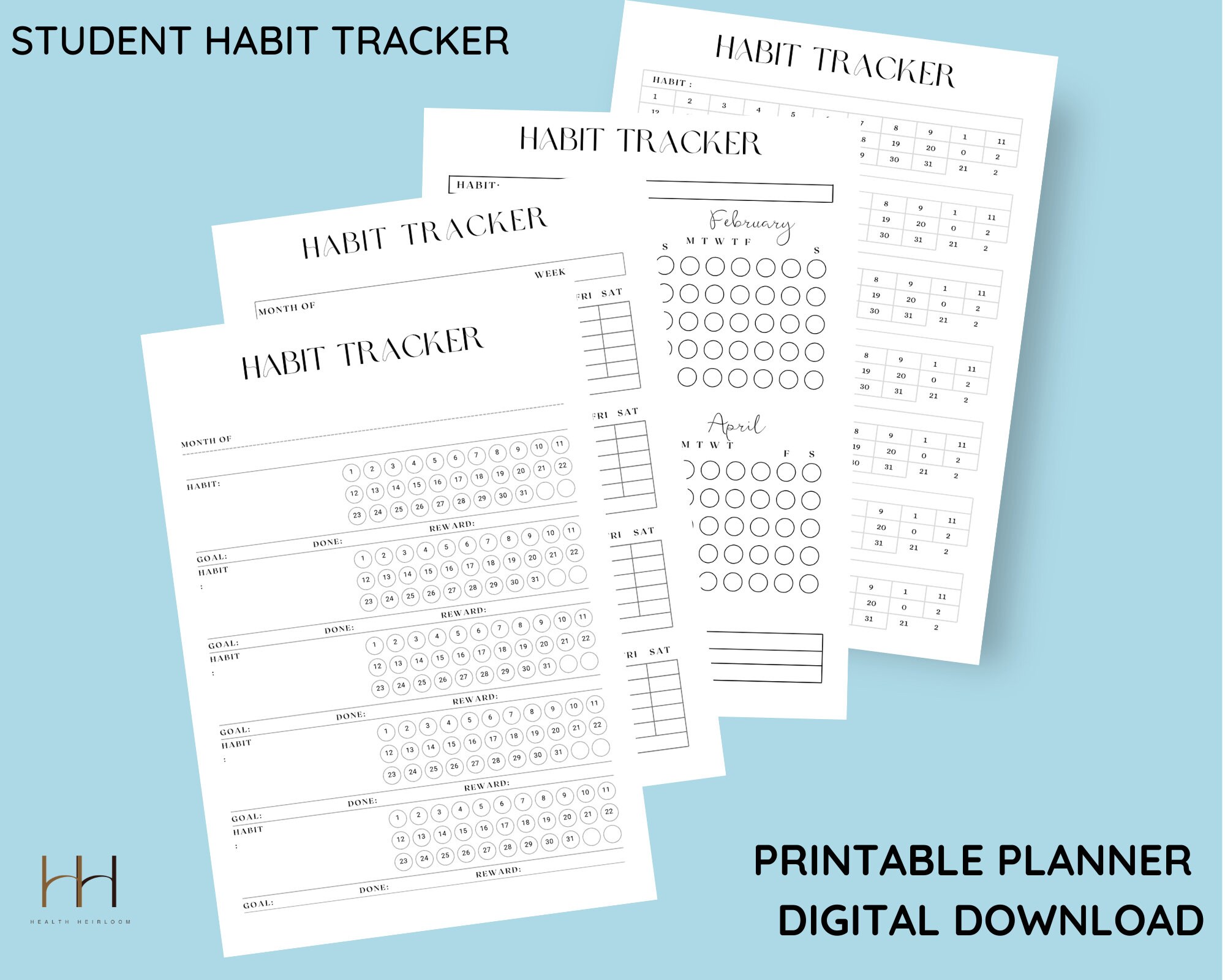 Student Habit Tracker Template Weekly Habit Tracker Day Routine Planner ...