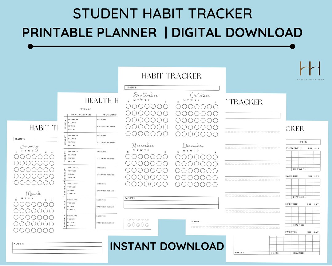 Student Habit Tracker Template Weekly Habit Tracker Day Routine Planner ...