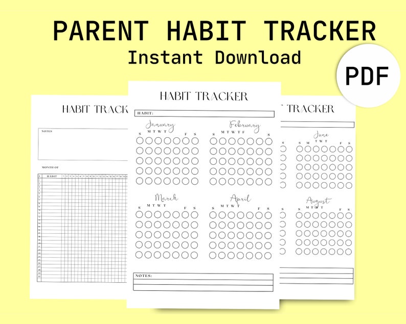 Parent Habit Tracker Instant Download Habit Tracker Printable, Daily ...