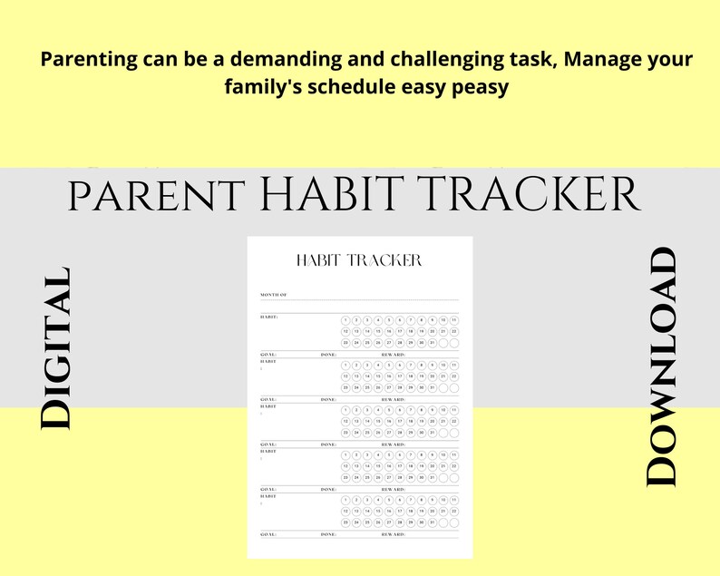 Parent Habit Tracker Instant Download Habit Tracker Printable - Etsy