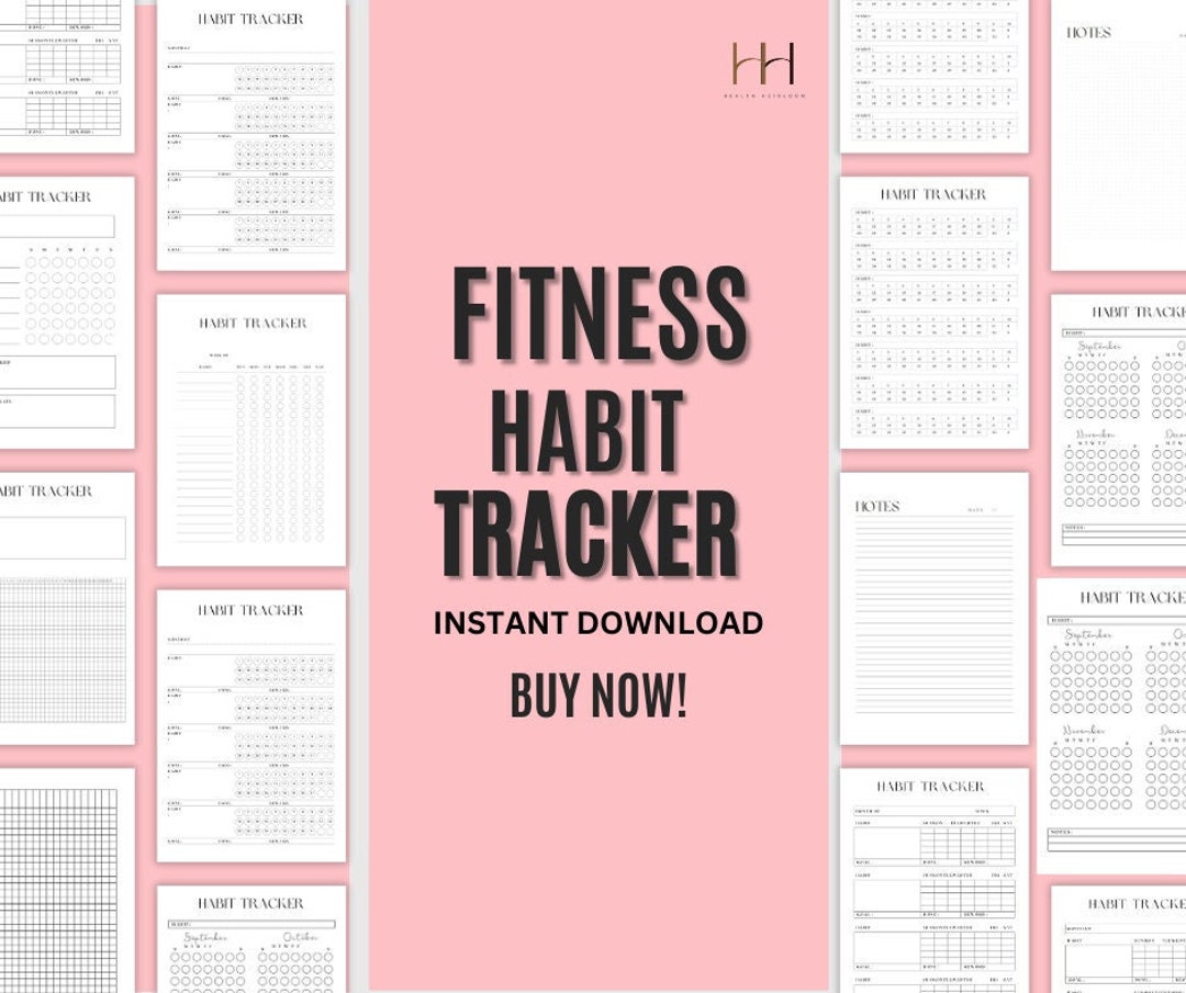 Fitness Habit Tracker Printable Habit Tracker Digitalyearly, Monthly ... Fitness Habit Tracker Printable Habit Tracker Digitalyearly, Monthly ...