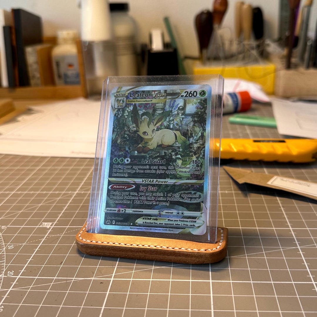 Leather Trading Card Stand - Handmade Veg Tan - Etsy