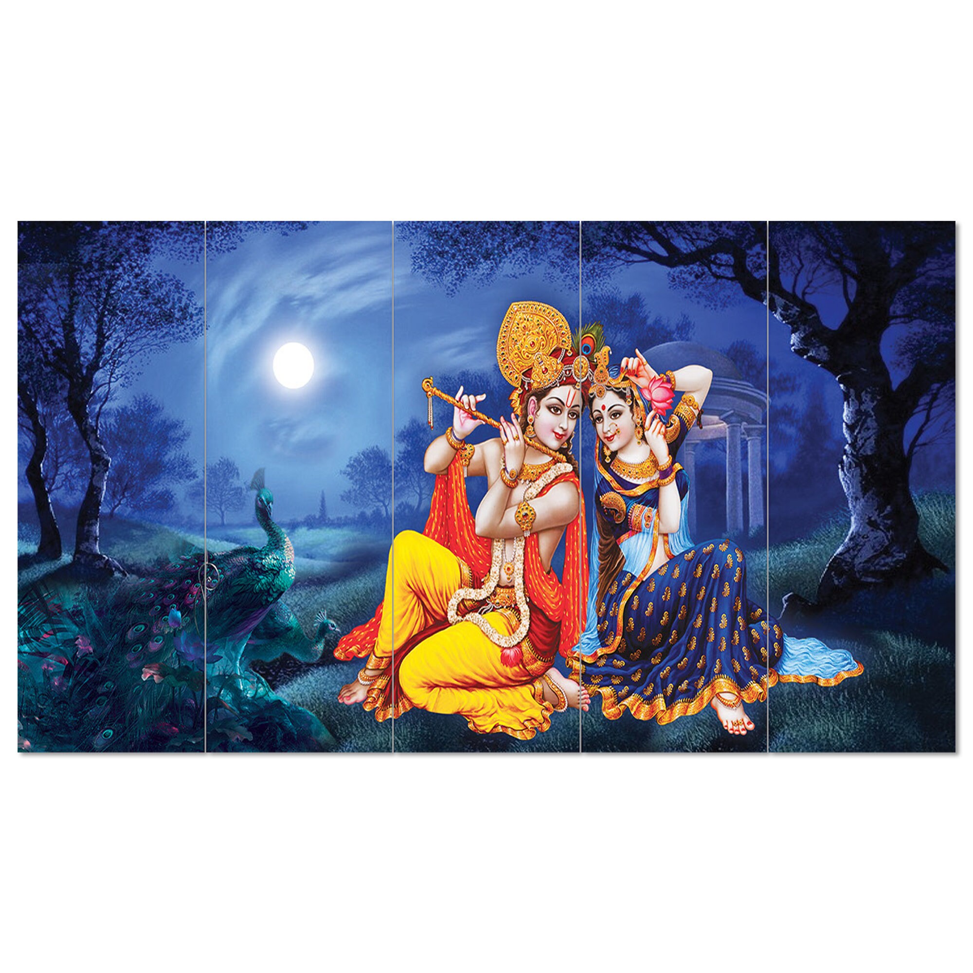 Set of Five Framed Radha Krishna Wall Painting for Home Decoration ...