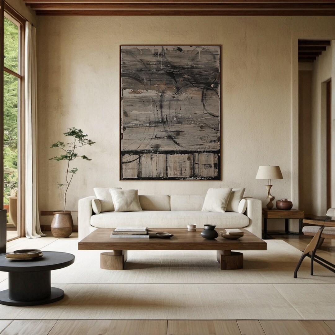 Brown Abstract Canvas Wall Art, Brown and Black Abstract Textured ...