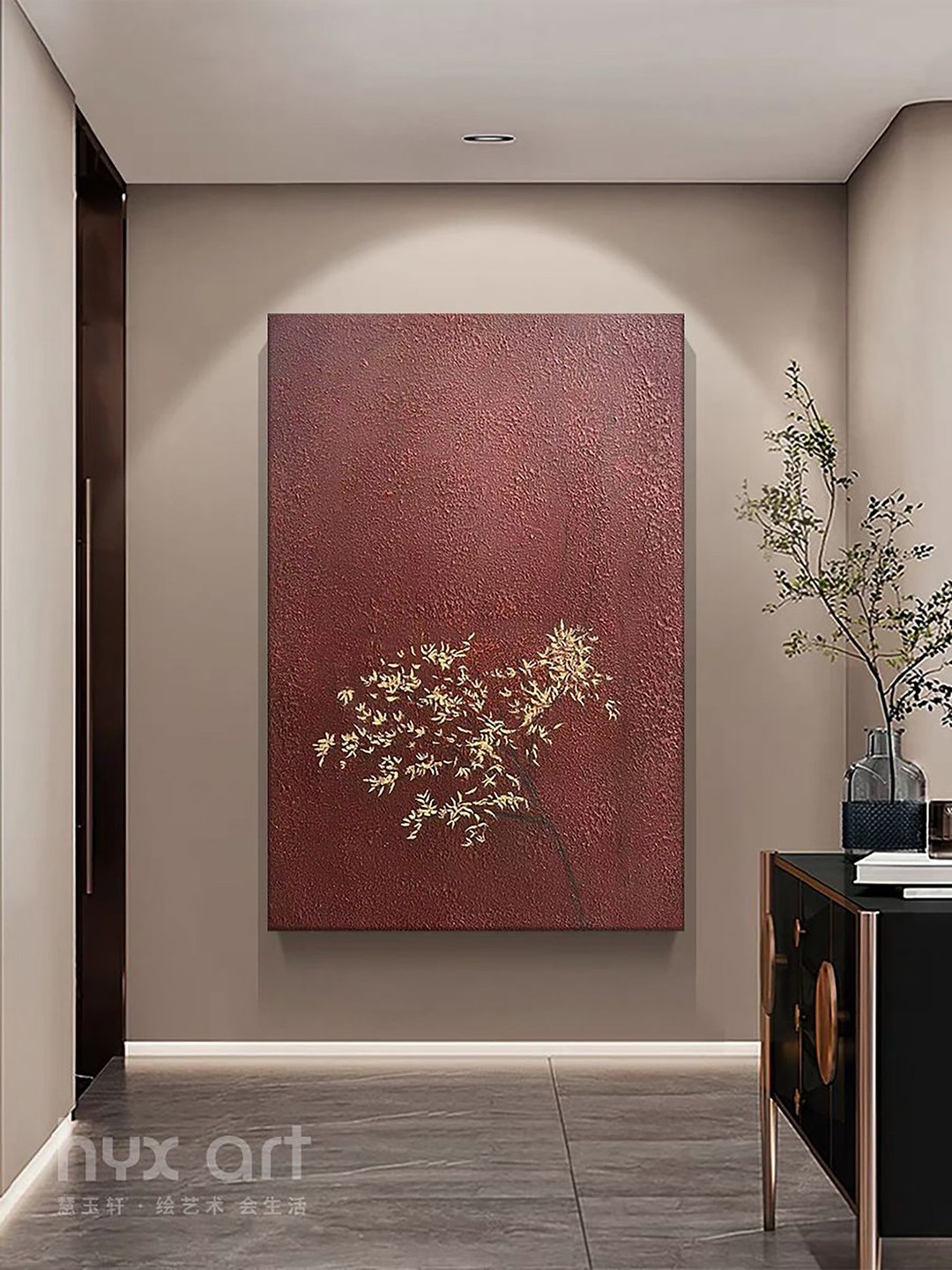 Plant Oil Painting on Canvas, Handpainted Wall Art Cubism Painting ...