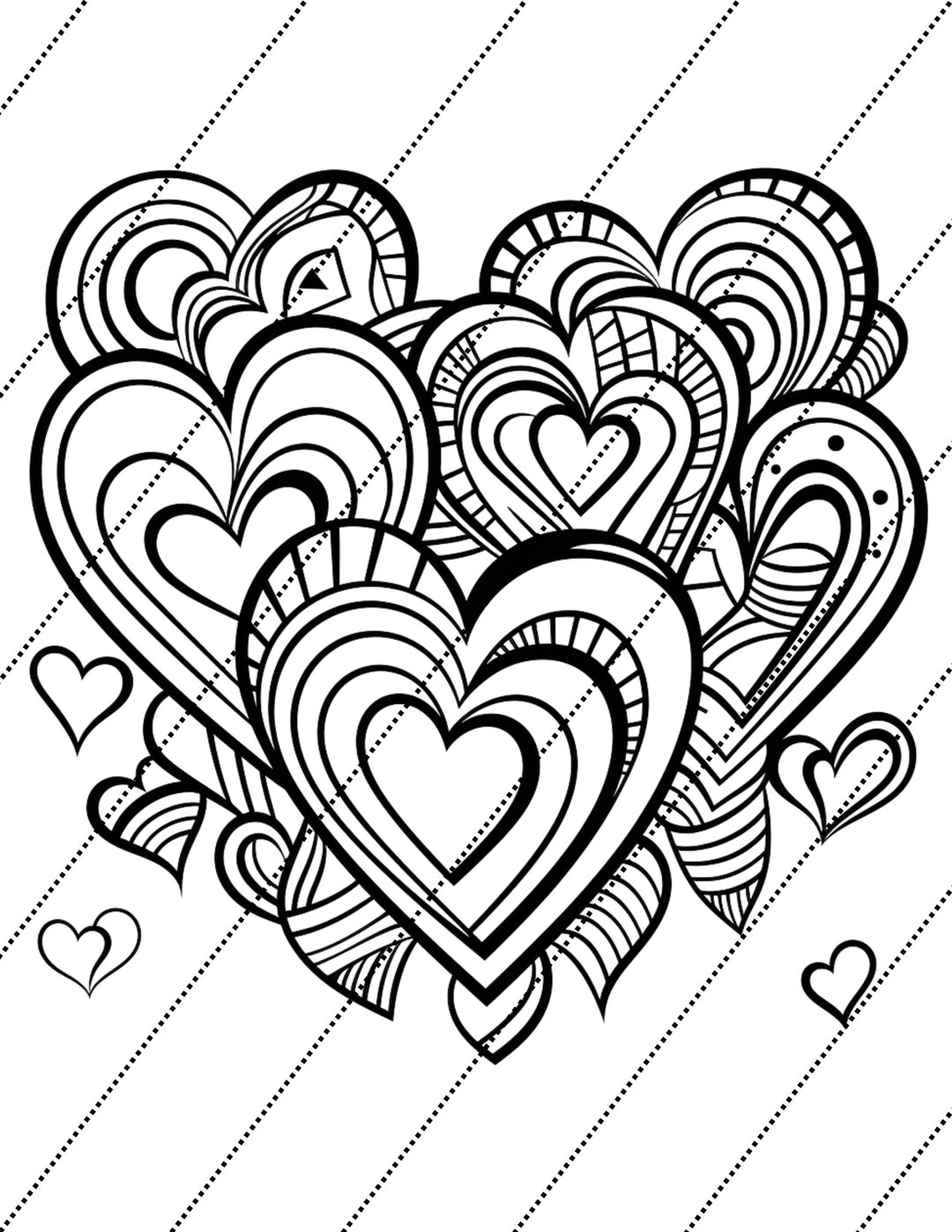Hearts Valentines Day Kids Coloring Page Coloring Sheet Printable PDF ...