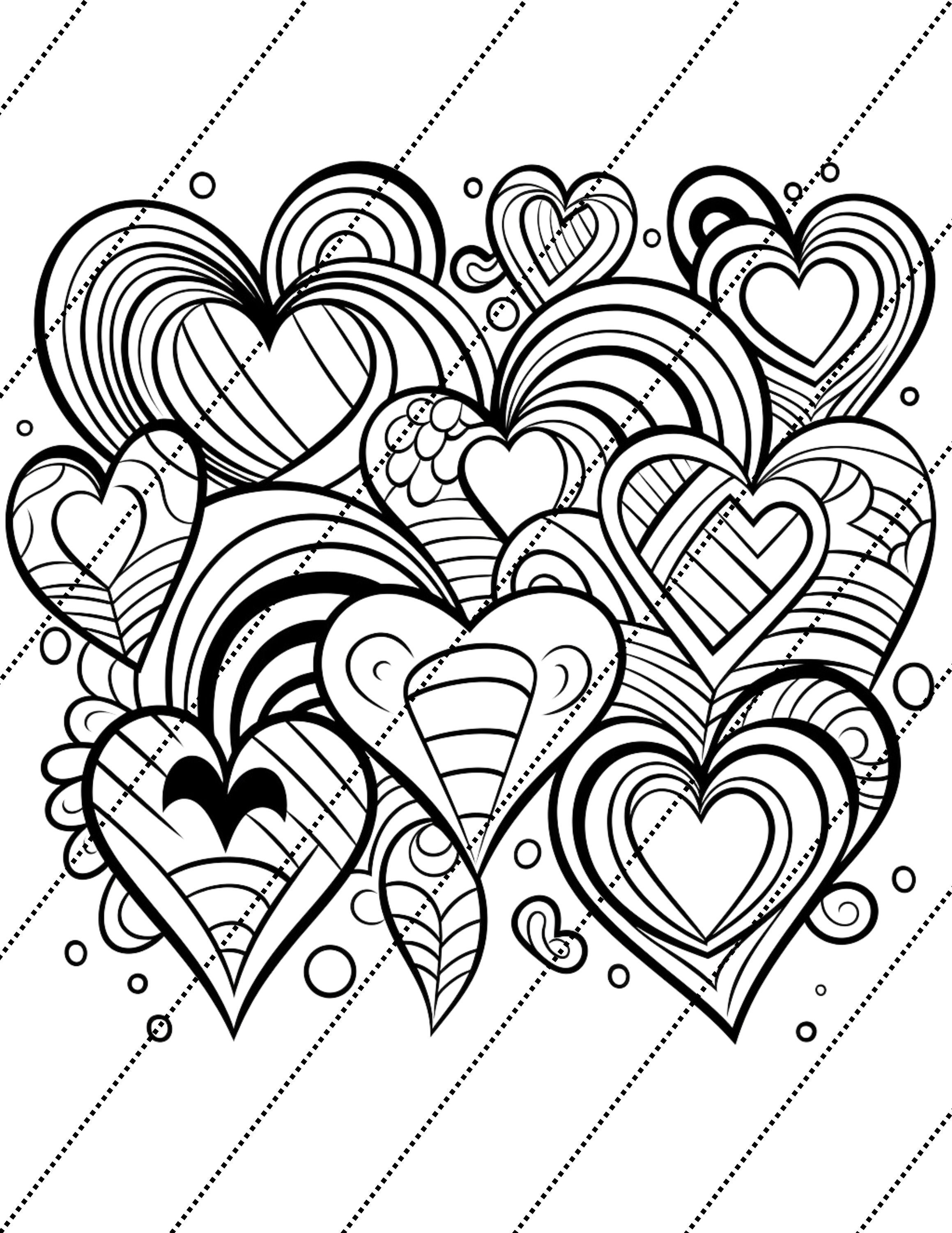 Hearts Variety Valentines Day Kids Coloring Page Coloring Sheet ...